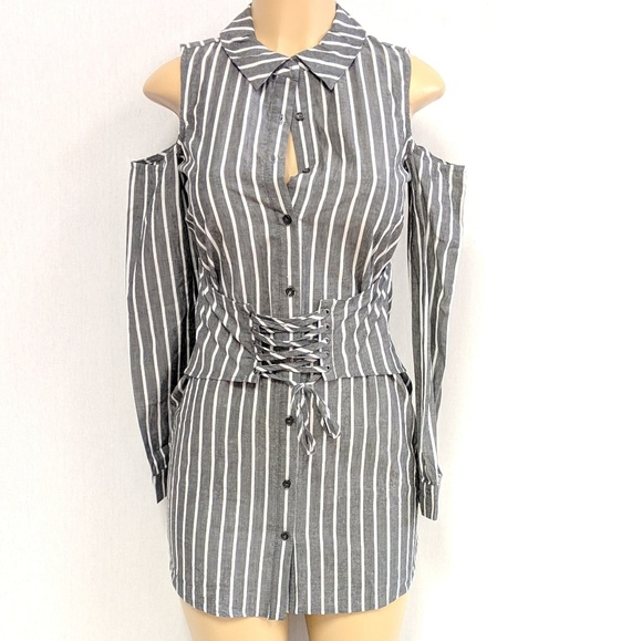 Material Girl | Dresses | Nwts Cold Shoulder Corset Shirt Dress | Poshmark